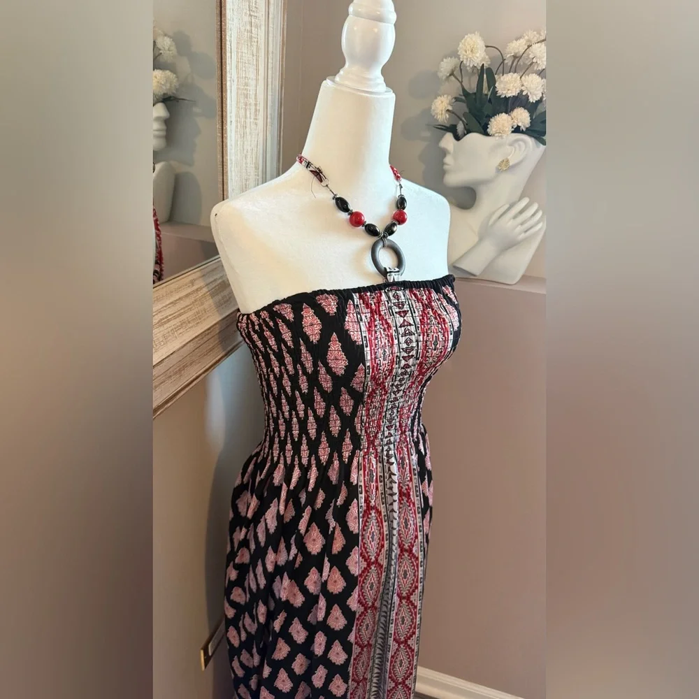 Magic | Dresses | Magic Strapless Maxi Dress In Black And Red | Poshmark